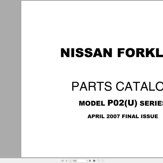 Nissan Forklift P01(U) Series Parts Manual CF350-UBOOK