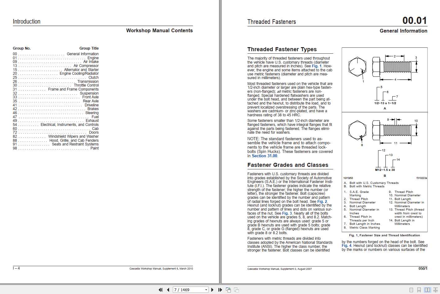 Freightliner Cascadia CA125DC CA125SLP (2007 - 2010) Workshop Manual