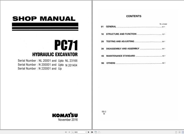 Komatsu Hydraulic Excavator PC71 Shop Manual SEN06806-03