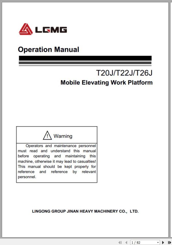 LGMG Service Operation Maintenance Manual 12.2023 PDF Collection How To Install Guide Instruction