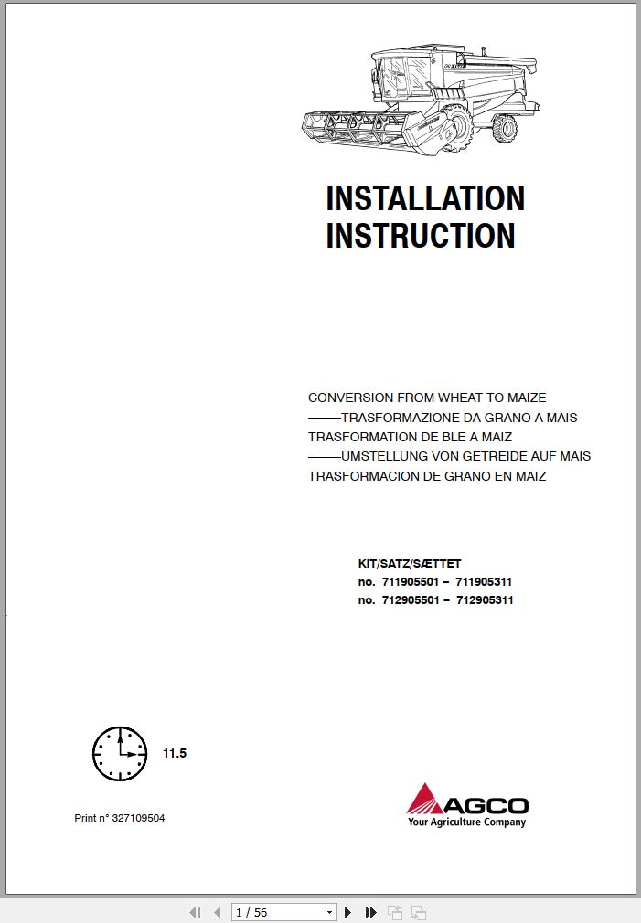 AGCO Combine Harvesters Conversion From Wheat To Maize Installation ...