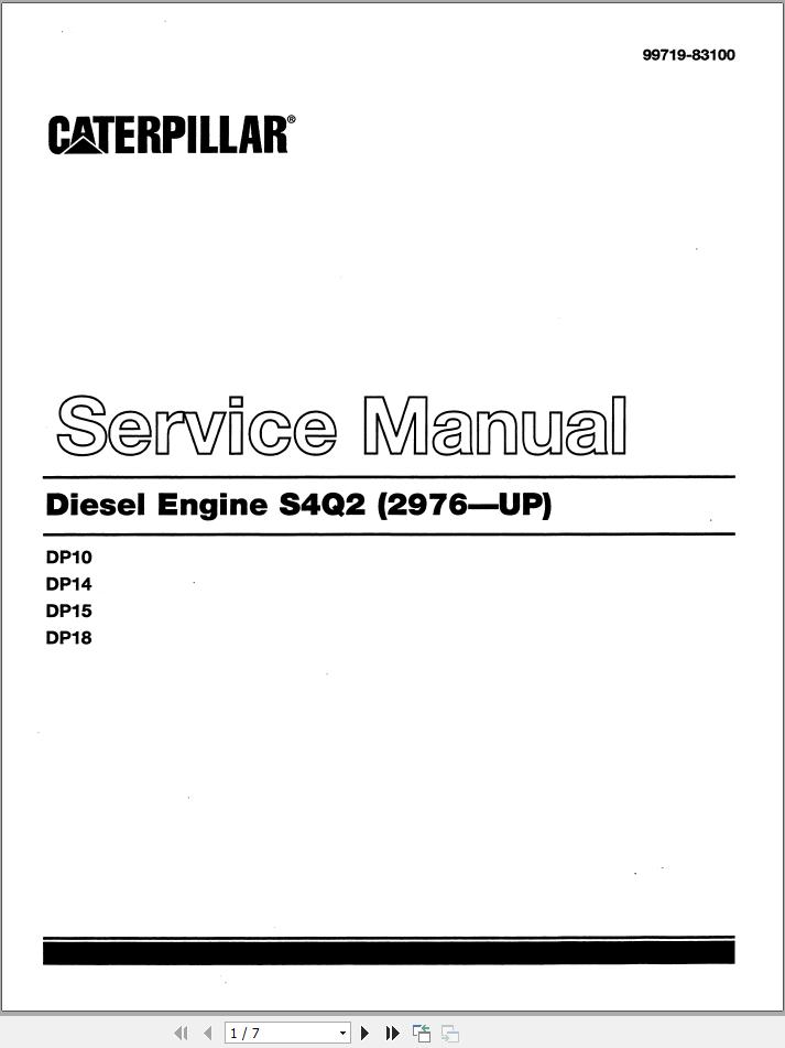 CAT Lift Truck DP18K FC Service Manual