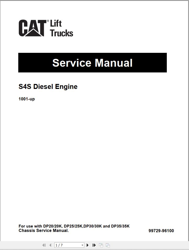 CAT Lift Truck DP25 FC Service Manual