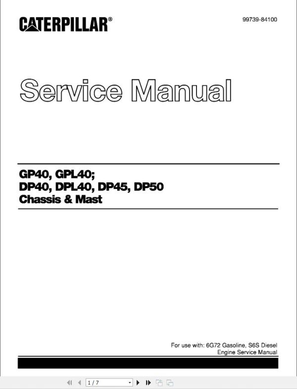 CAT Lift Truck DP50 Service Manual