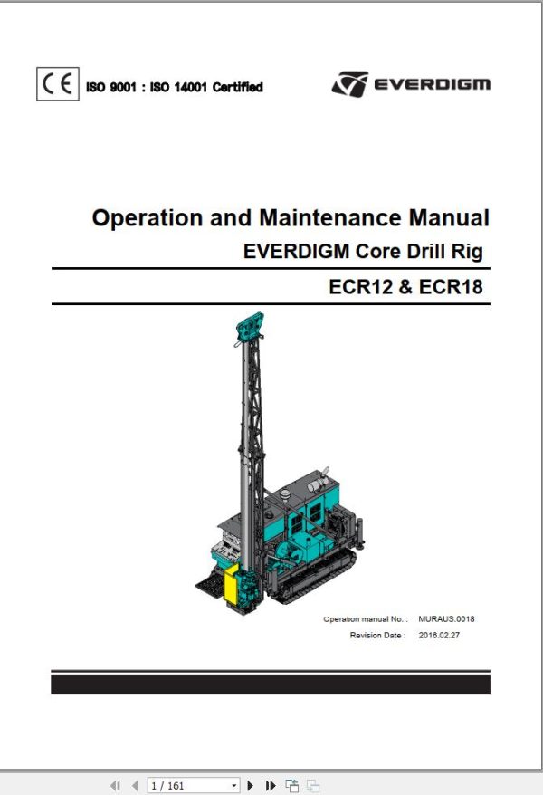 Everdigm Core Drill Rig ECR12 ECR18 Operation and Maintenance Manual MURAUS.0018