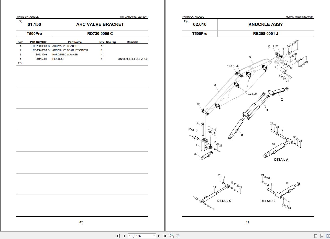 Everdigm Drill Rig T500 Parts Catalog MCRAKR01598