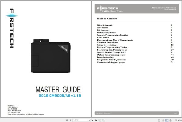 Firstech Controler CM900S-AS V1.15-2019 Master Guide