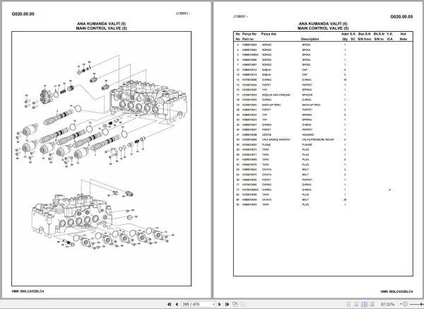 Hidromek Excavator HMK 500LC-4 HMK 520LC-4 Spare Parts Catalog ...