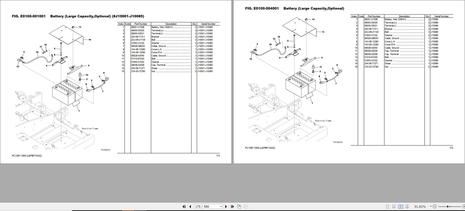 Komatsu Crawler Excavators PC135F-10M0 Part Book LEPBP13X02