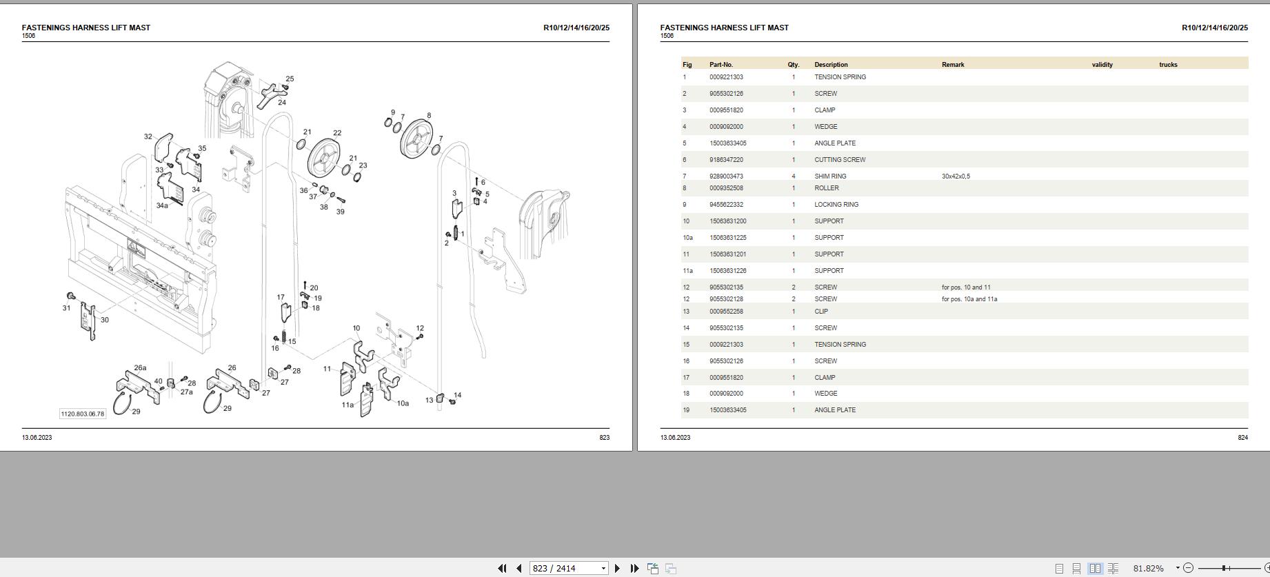 Linde Forklift R10 R12 R14 R16 R20 R25 Parts Catalog 11208010000