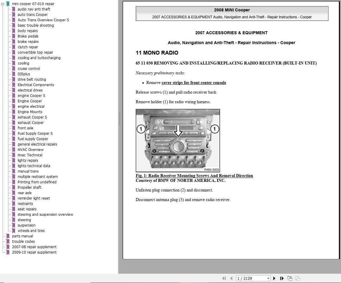 Mini Cooper Automotive S 2007 Repair Manual