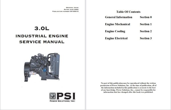 PSI Industrial Engine 3.0L Service Manual 36100010