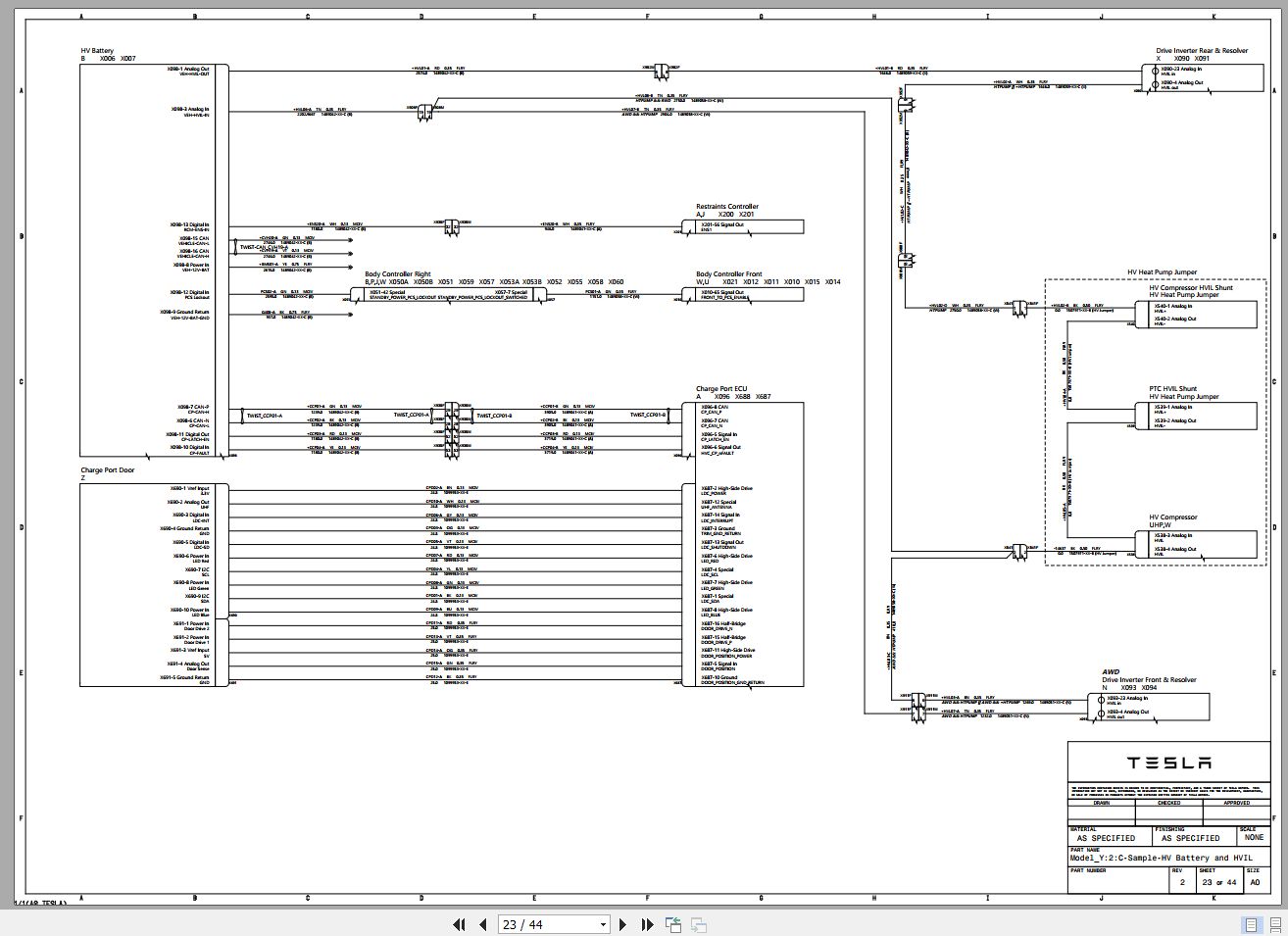 Tesla Model 3 Model S Model X Model Y 2023 Electric Circuit Diagram