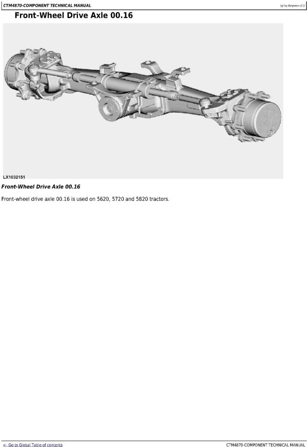 John Deere 00.16 to G20.09 Front Wheel Drive Axles Component Technical ...