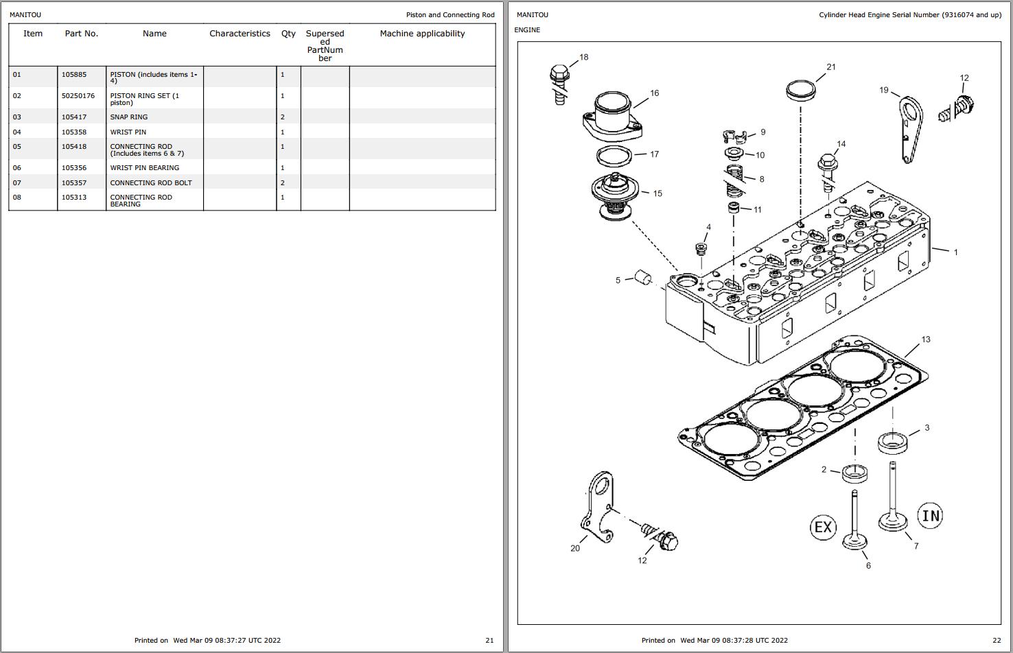 Deutz Engine TD 2009 L 04 Parts Manual 913282