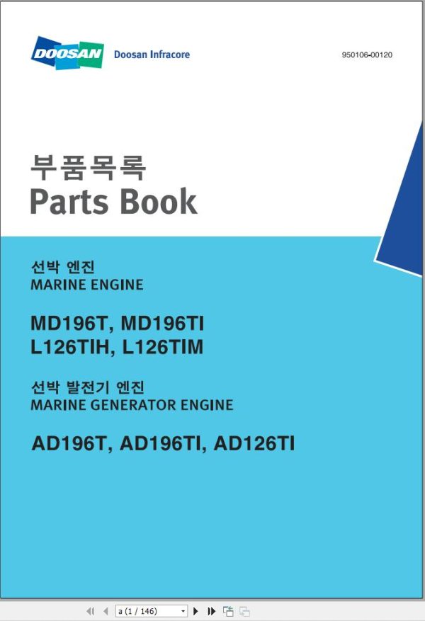 Doosan Engine MD196T to AD126TI Parts Manual EN KO