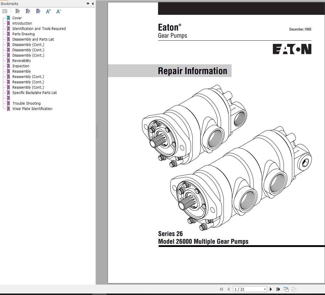 Eaton Multiple Gear Pumps 26000 Service Manual 915105