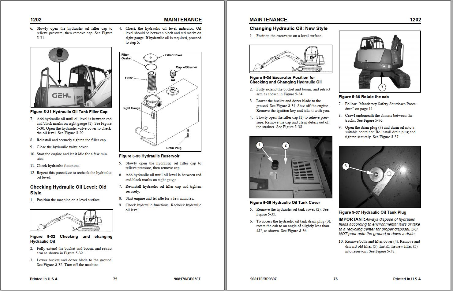 GEHL Compact Excavator 1202 Operators Manual 908170B