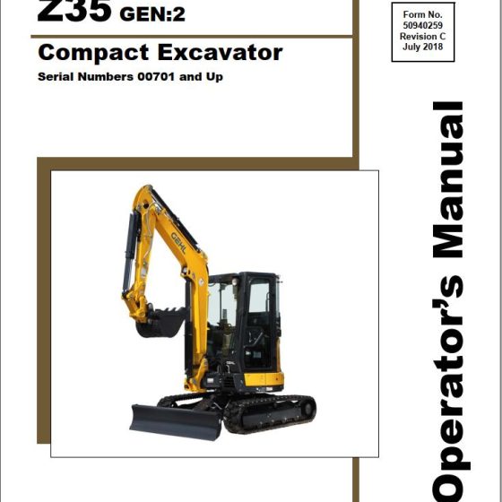 GEHL Compact Excavator Z45 Gen2 Operator's Manual 50940407B