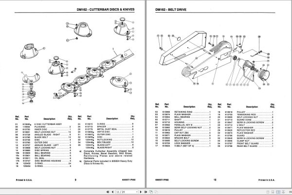 GEHL Disc Mower 162 Service Parts Manual 906557A