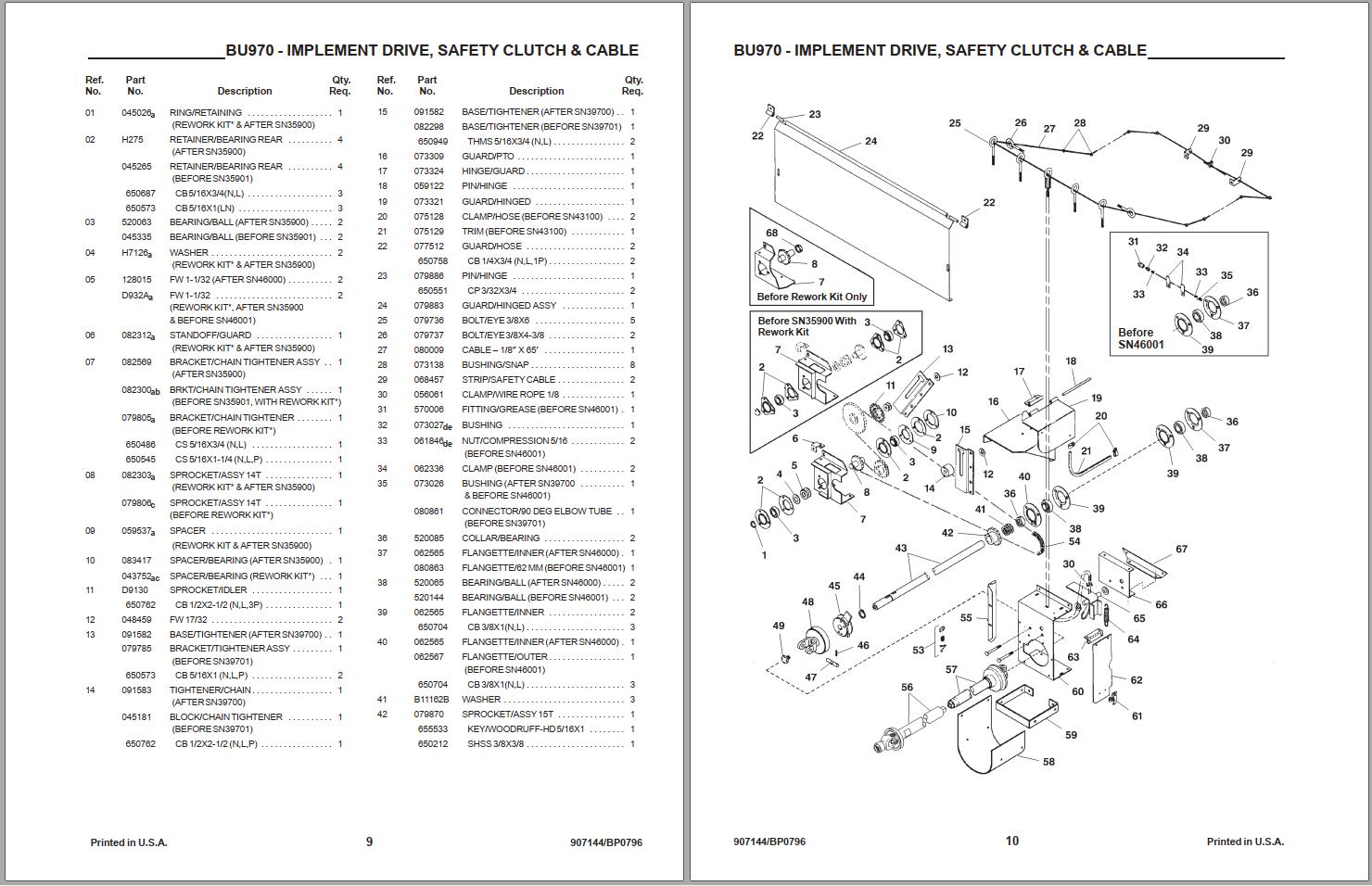 GEHL Forage Box BU970 Parts Manual 907144B