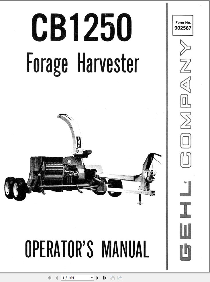 GEHL Forage Harvester CB1250 Operators Manual 902567A