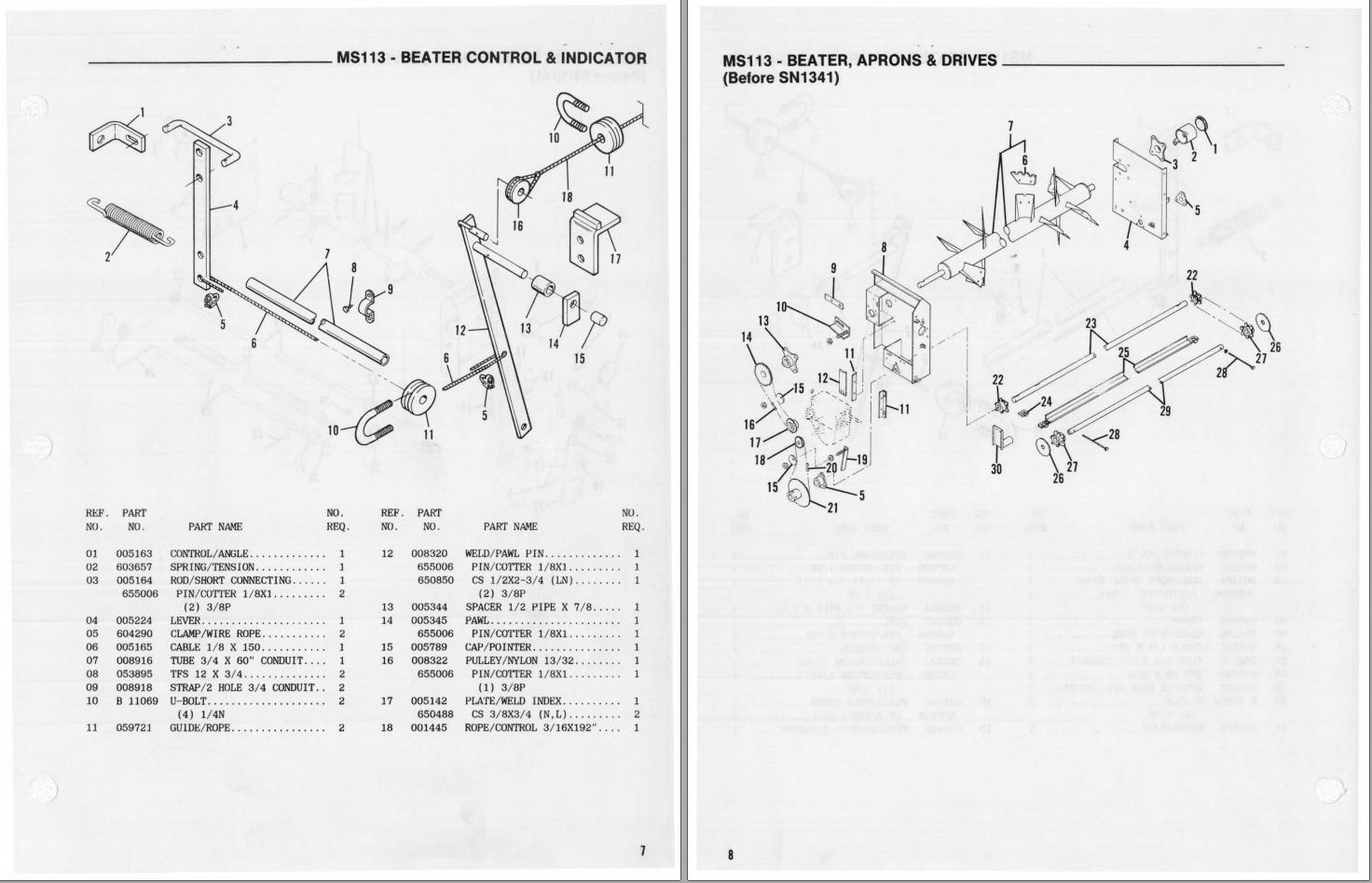 GEHL Manure Spreader 113 Service Parts Manual 904055A