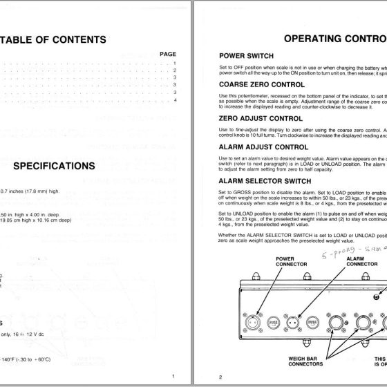 GEHL Scale Indicators Model 10 And 20 Operators Manual 904599A