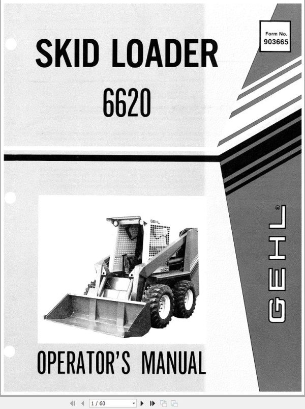 GEHL Skid Loaders 6620 Operators Manual 903665A