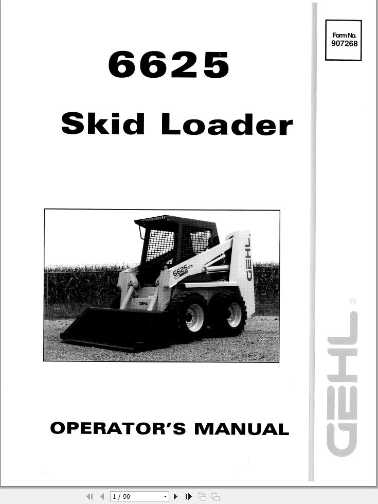 GEHL Skid Loaders 6625 Operators Manual 907268A