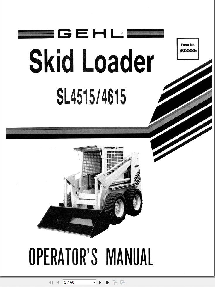 GEHL Skid Loaders 3725 3825 4525 4625 Operators Manual 907234B
