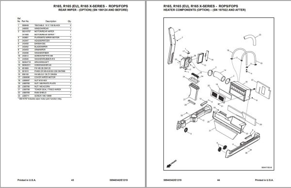 GEHL Skid Steer Loader R165 R165 X-Series Parts Manual 50940342E