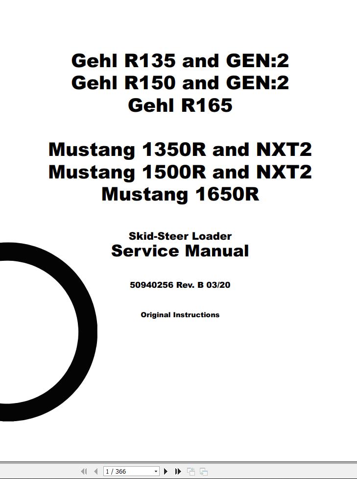 GEHL Skid-Steer Loaders R190 R220 R260 Service Manual 50950134D