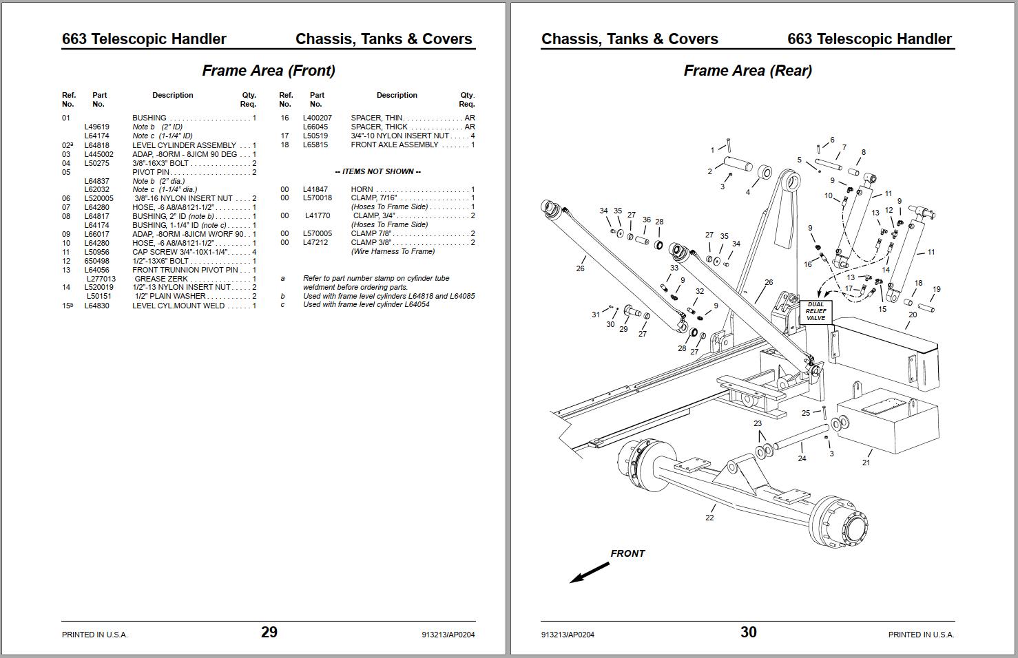 GEHL Telescopic Handler 663 Parts Manual 913213A