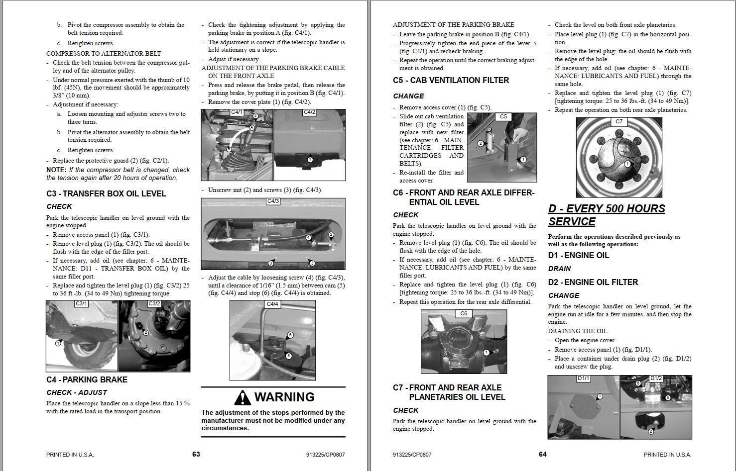 GEHL Telescopic Handlers CT5-16 CT5-16 Turbo Operators Manual 913225C