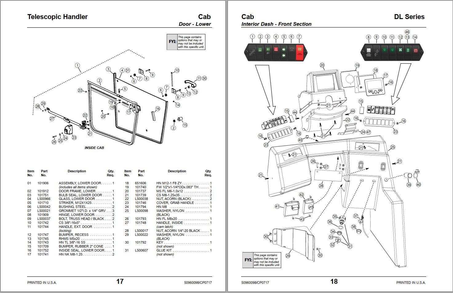 GEHL Telescopic Handler DL Series Gen2 Parts Manual 50960098C