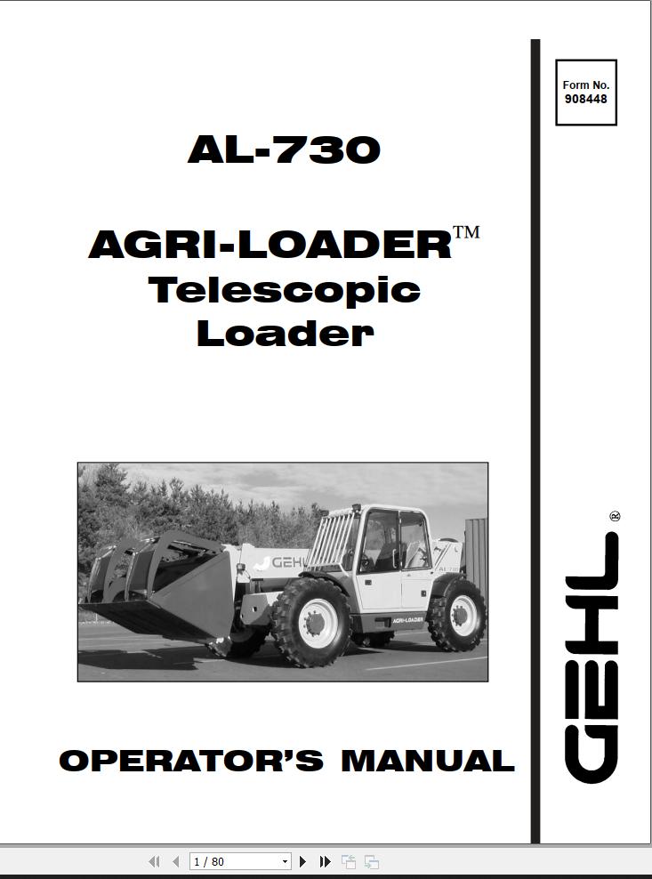 GEHL Telescopic Handlers AL730 Operators Manual 908448A