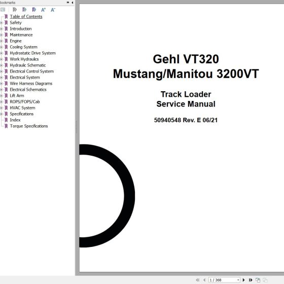 GEHL Wheel Loader 521 Service Manual 50940187A