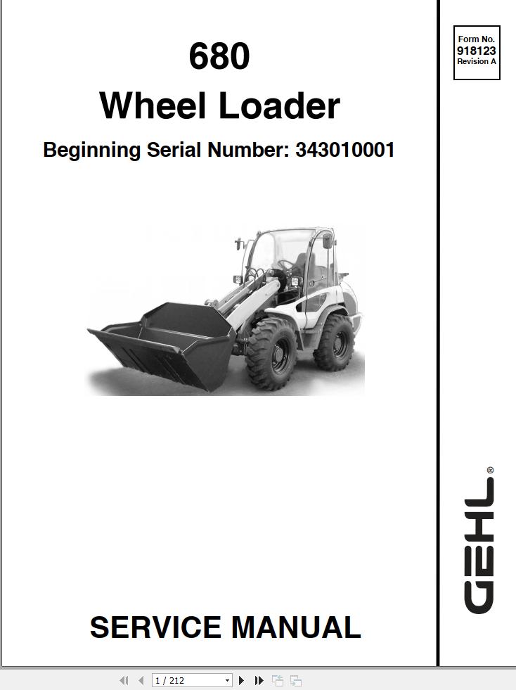 GEHL Wheel Loader 680 Service Manual 918123A