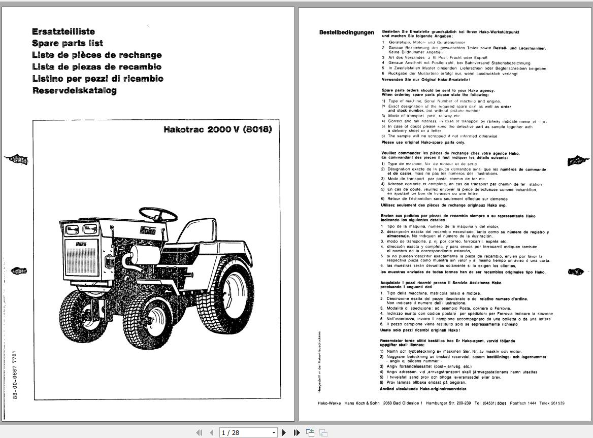 Hako Spare Parts List Machine Collection 456 MB Operating Manual How To ...