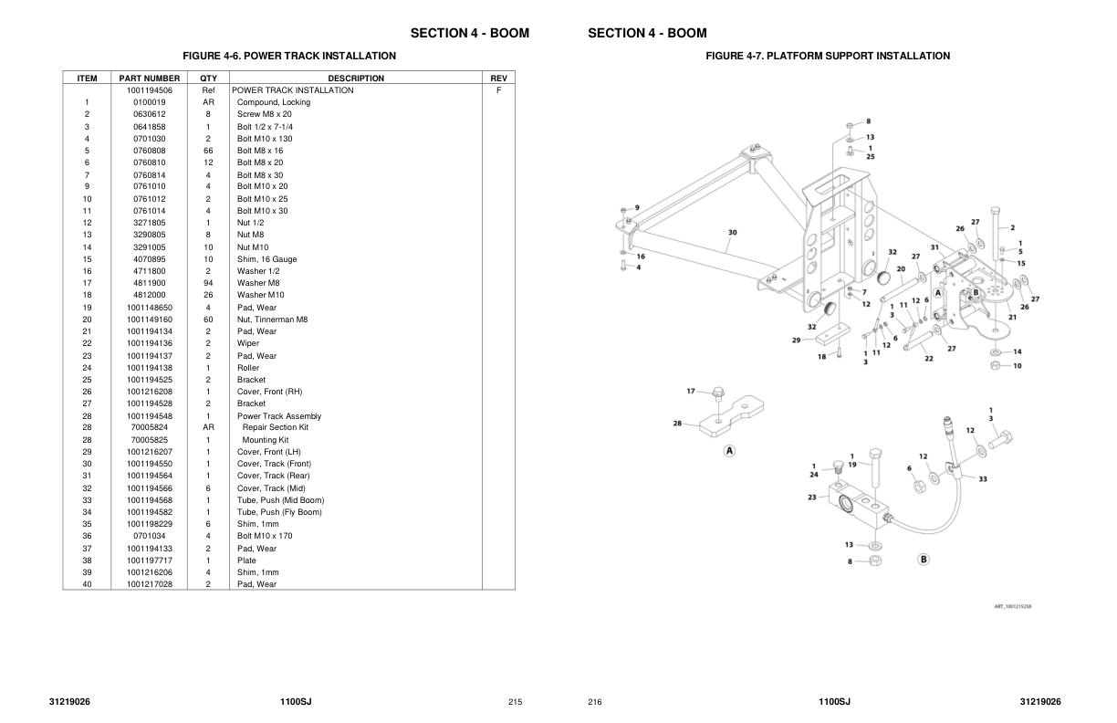 JLG Boom Lifts 1100SJ Parts Manual 31219026 2022 PVC 2101