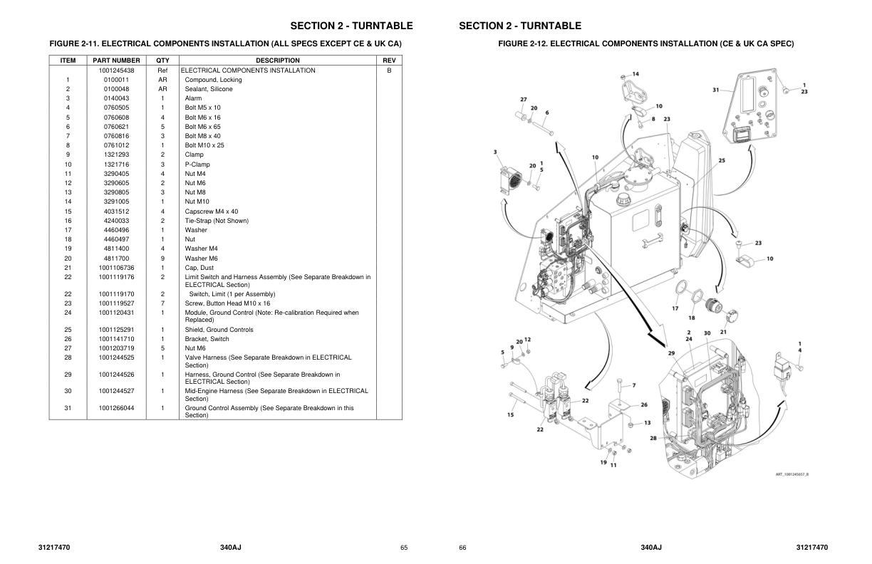 JLG Boom Lifts 340AJ Parts Manual 31217470 2022 PVC 2107