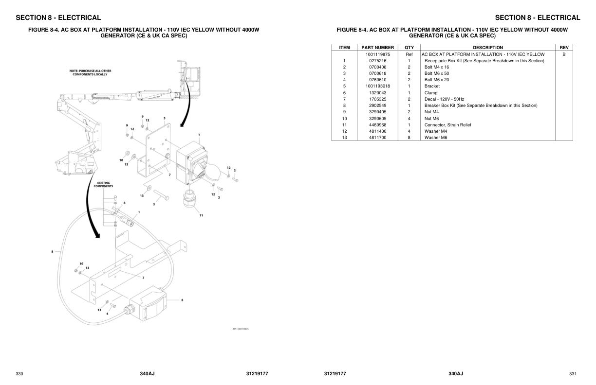 JLG Boom Lifts 340AJ Parts Manual 31219177 2023 PVC 2201