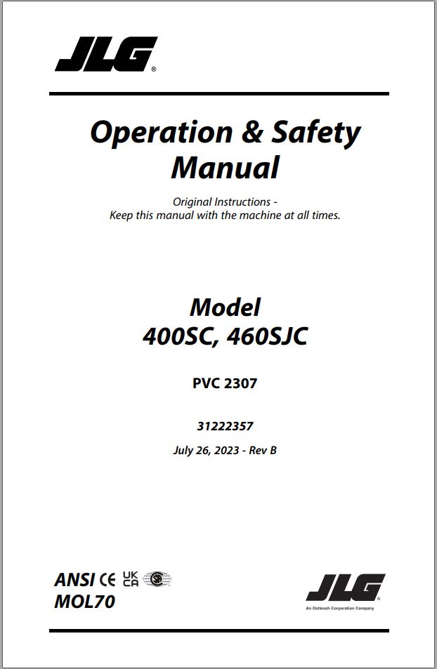 JLG Boom Lifts 1500AJP Operation Safety Manual 31222390 2023 PVC 2307
