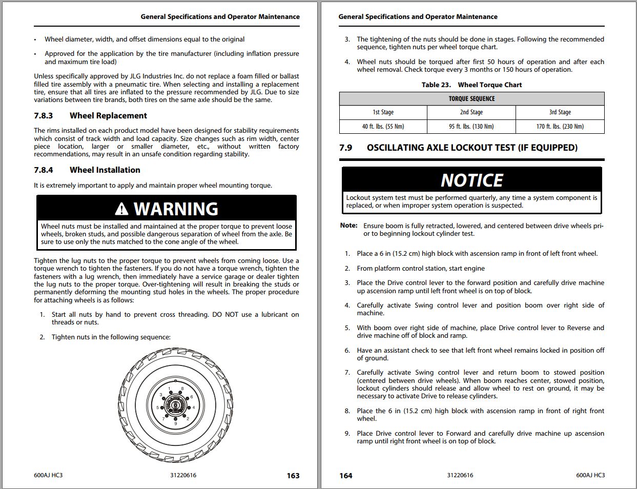 JLG Boom Lifts 600AJ HC3 Operation Safety Manual 31220616 2023 PVC 2207