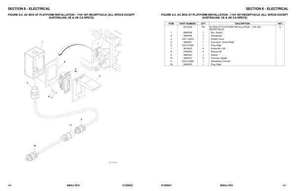 JLG Boom Lifts 800AJ HC3 Parts Manual 31220621 2022 PVC 2207
