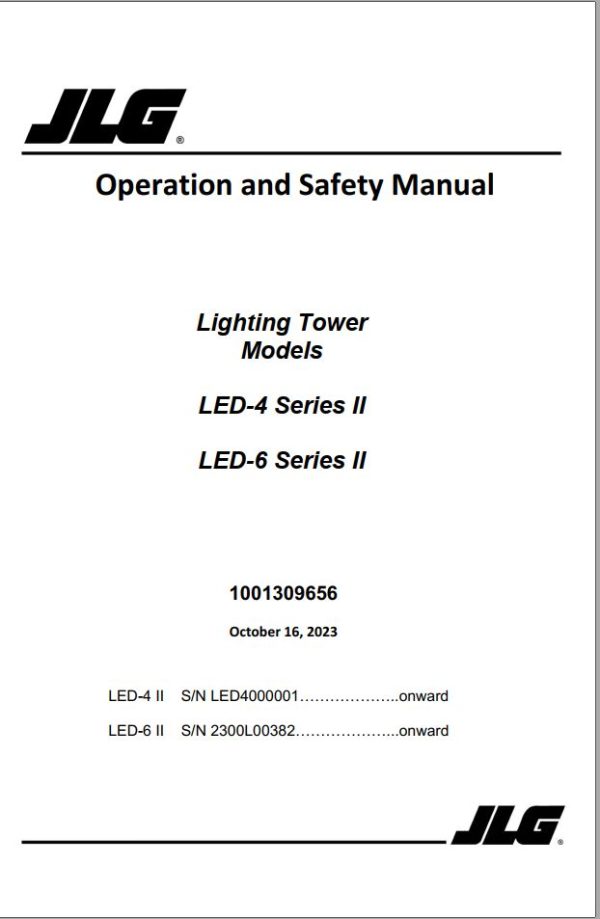 JLG Light Towers LED-4 LED-6 II Operation Safety Manual 1001309656 2023