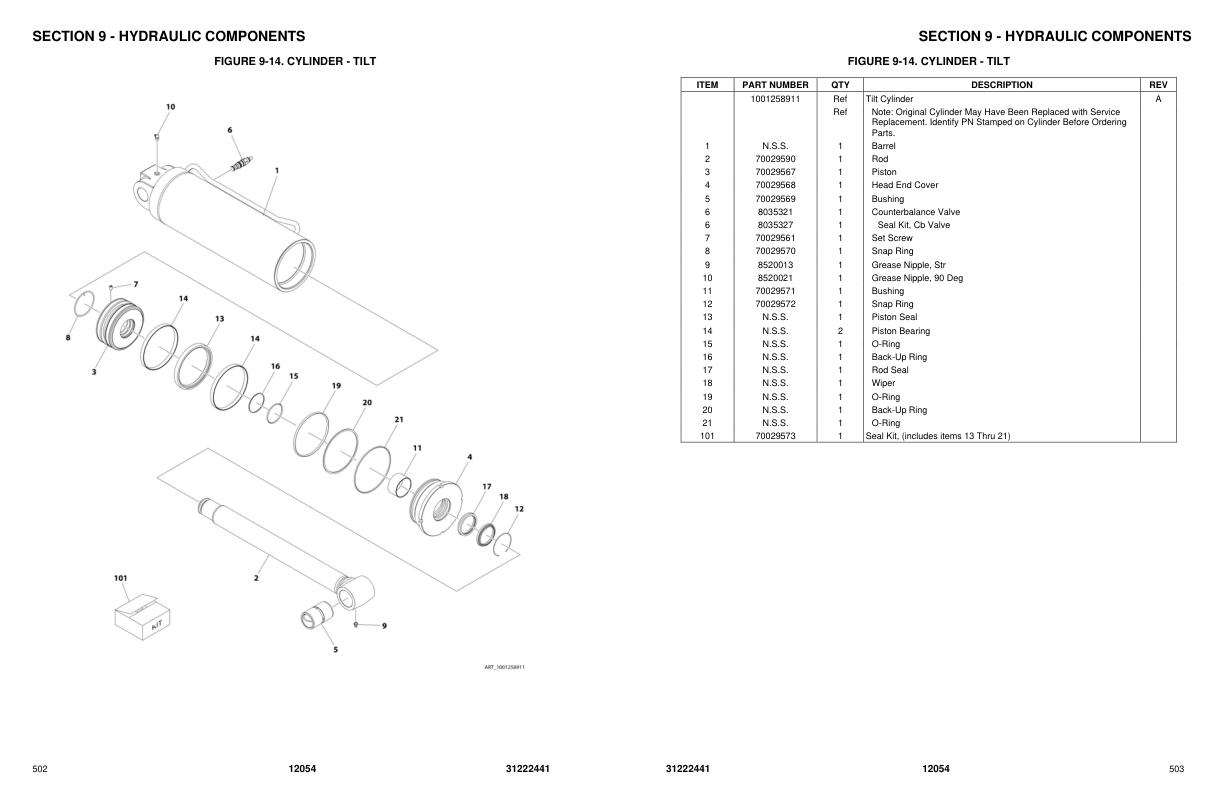 JLG SKYTRAK Telehandlers 12054 Parts Manual 31222441 2023 PVC 2311