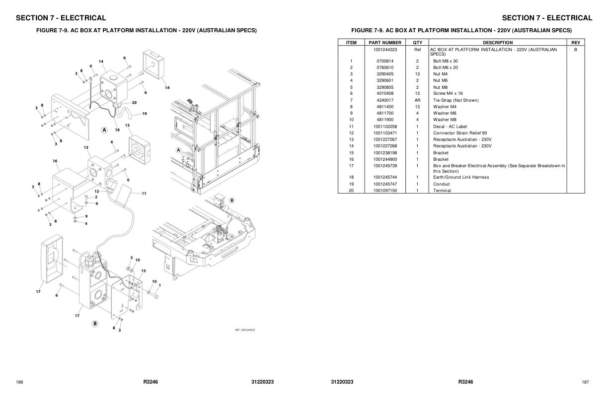 JLG Scissor Lifts R3246 Parts Manual 31220323 2023 PVC 2204