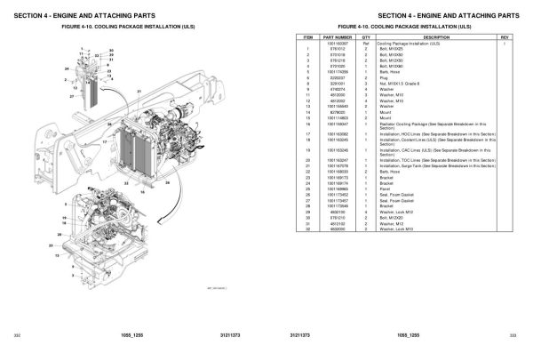 JLG Telehandlers 1055 1255 Parts Manual 31211373 2023 PVC 1911 2005